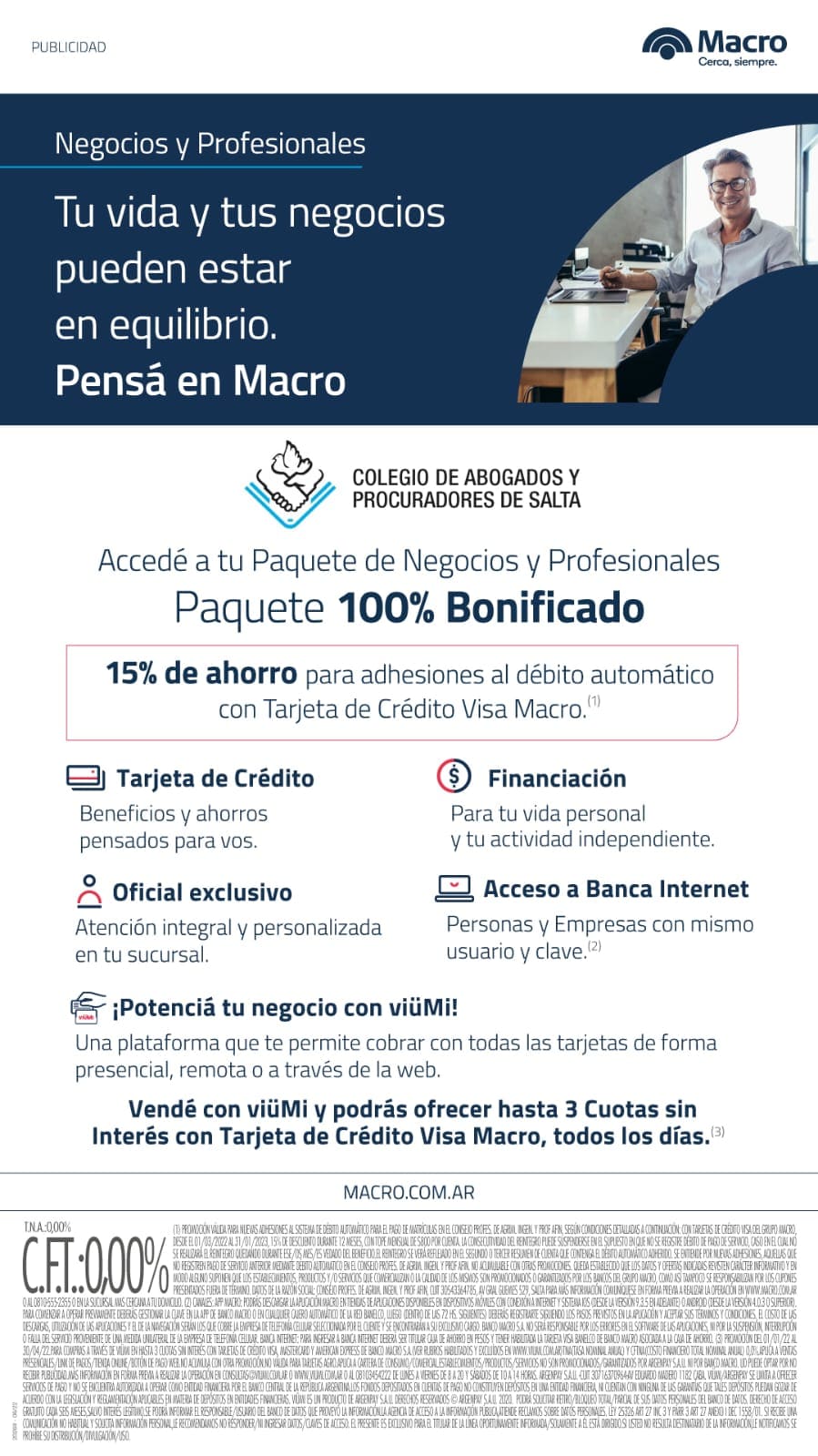 CONVENIO ENTRE EL COLEGIO Y BANCO MACRO - Colegio de Abogados y Procuradores de Salta