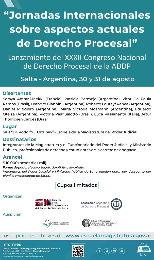 JORNADAS INTERNACIONALES SOBRE ASPECTOS ACTUALES DE DERECHO PROCESAL - Colegio de Abogados y ...